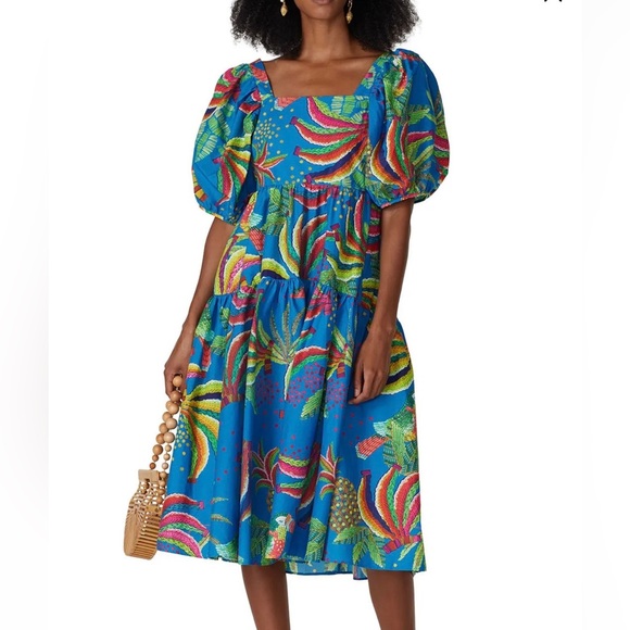 FARM Rio | Dresses | Farm Rio Blue Banana Mididress | Poshmark